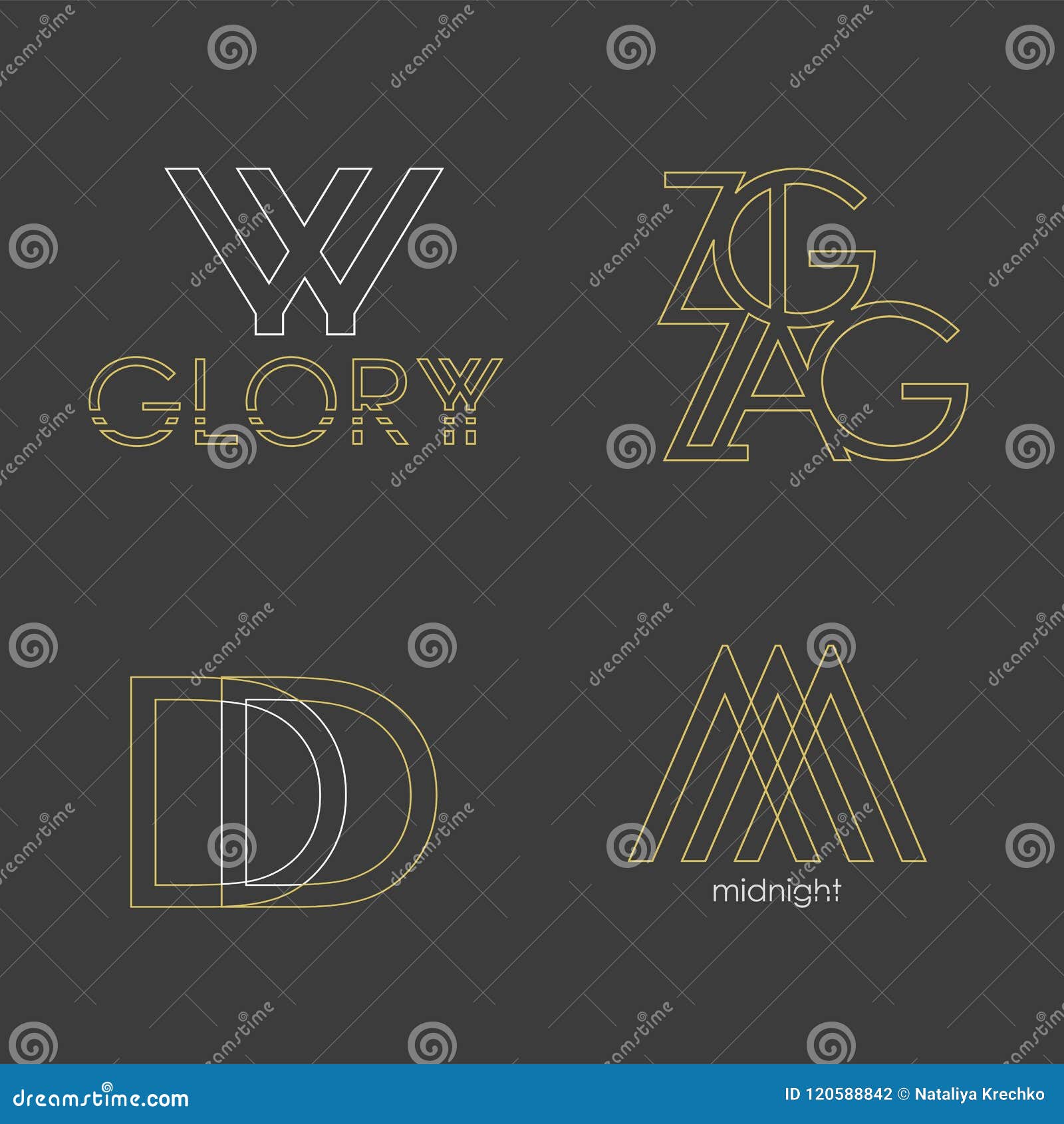 Set of 4 Vector Logos. Abstract Letters in a Linear Style Stock Vector ...