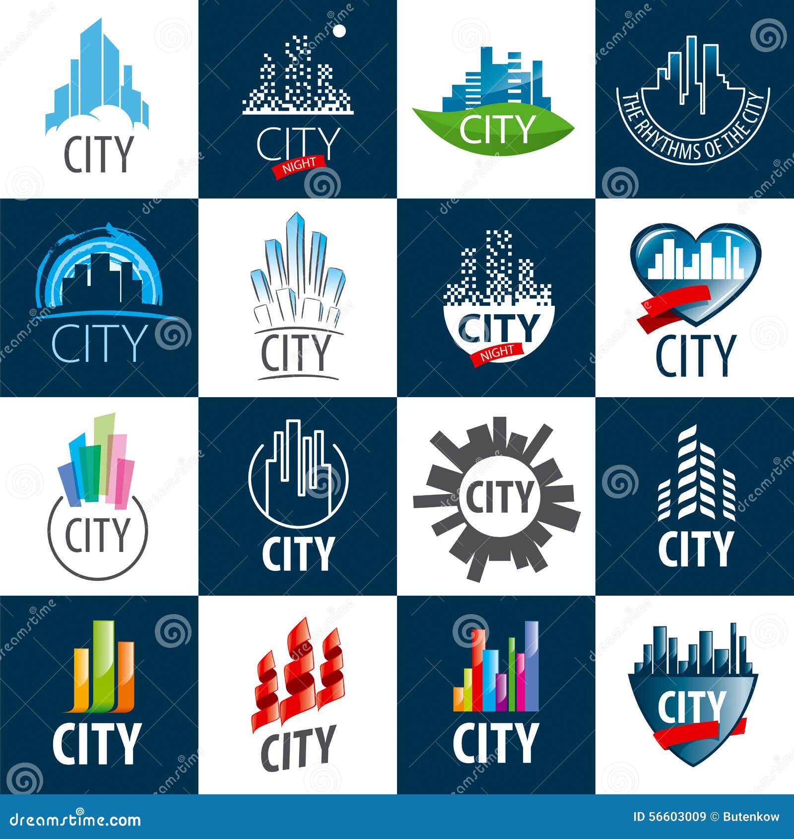 Set of vector logos city stock vector. Illustration of construction ...