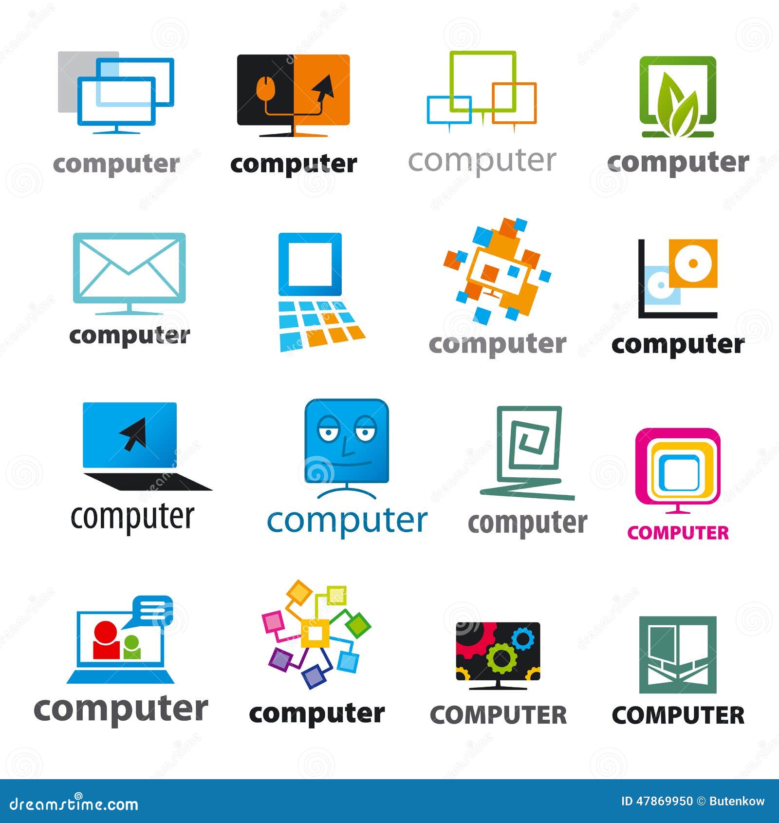 Set of Vector Logos Computers Stock Vector - Illustration of ...