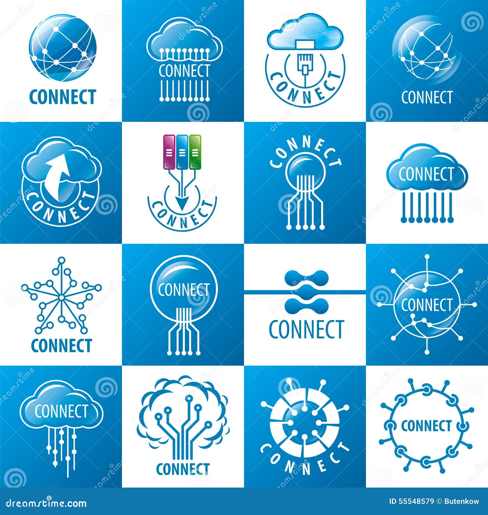 Set of Vector Logos Connect Stock Vector - Illustration of internet ...