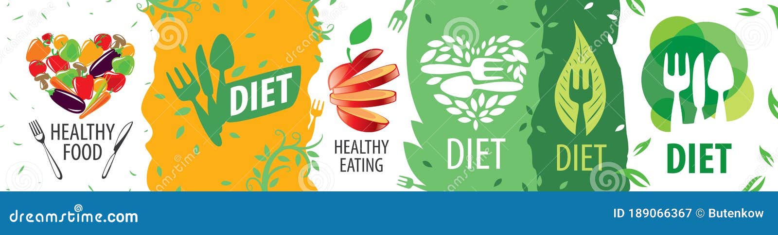 Set of Vector Logos of Diet and Healthy Eating Stock Vector ...