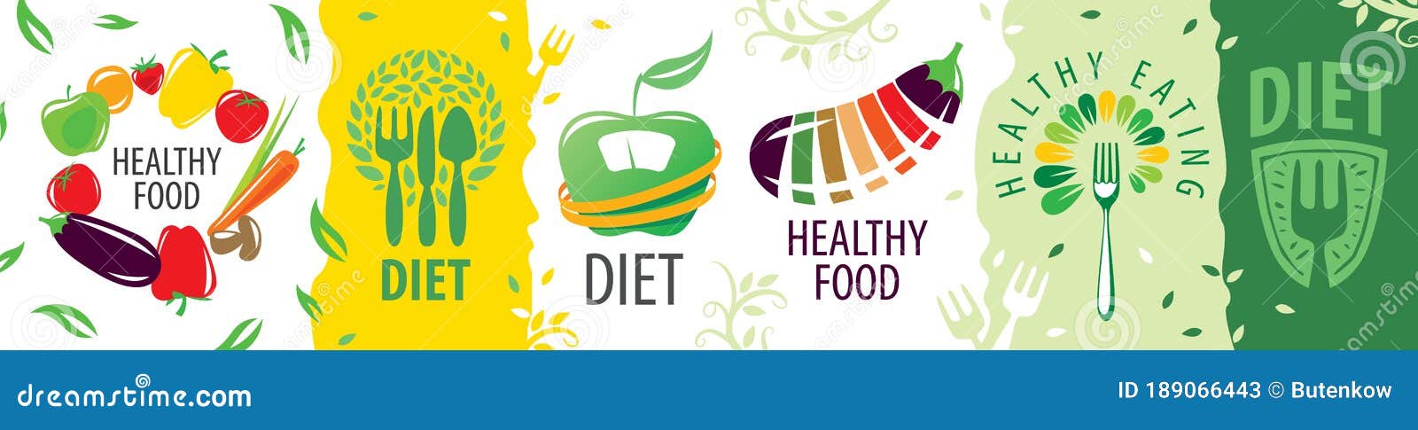 Set of Vector Logos of Diet and Healthy Eating Stock Vector ...