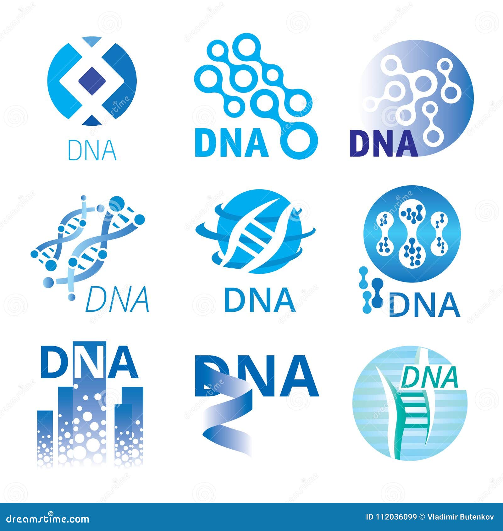 Set of vector logos of DNA stock vector. Illustration of molecular ... Set of vector logos of DNA stock vector. Illustration of molecular ...