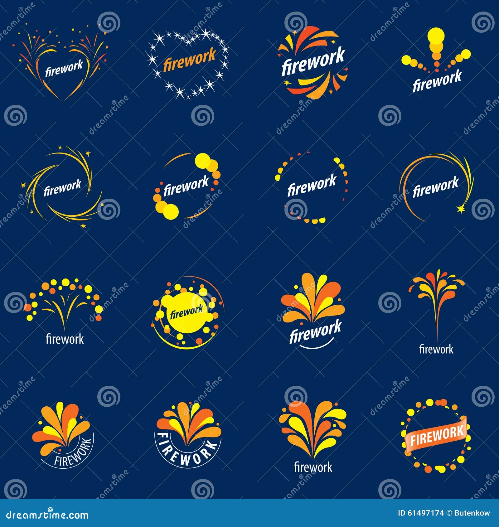 Set of Vector Logos for Fireworks Stock Vector - Illustration of ...