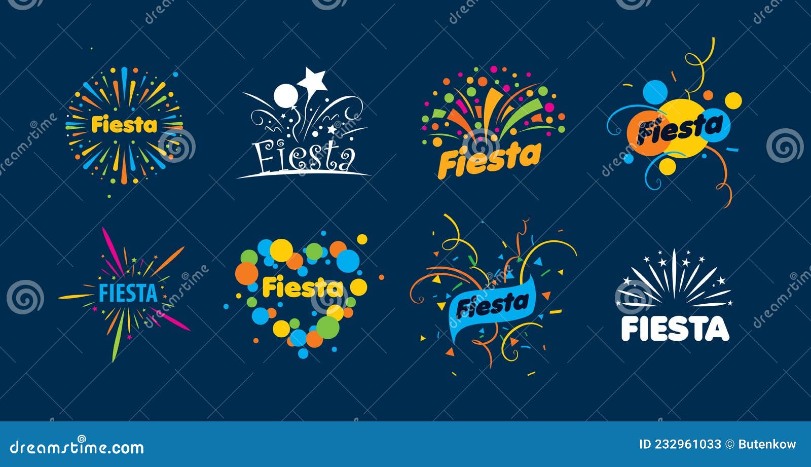A Set of Vector Logos with Fireworks Stock Vector - Illustration of ...