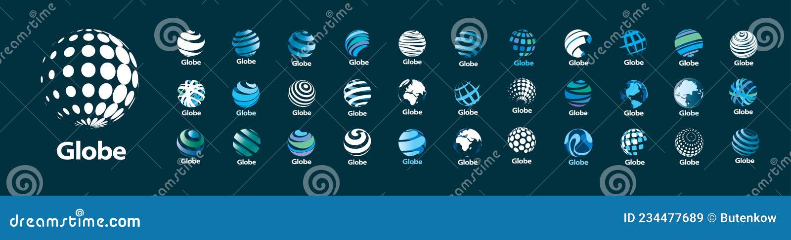 A Set of Vector Logos of the Globe on a Gray Background Stock Vector ...