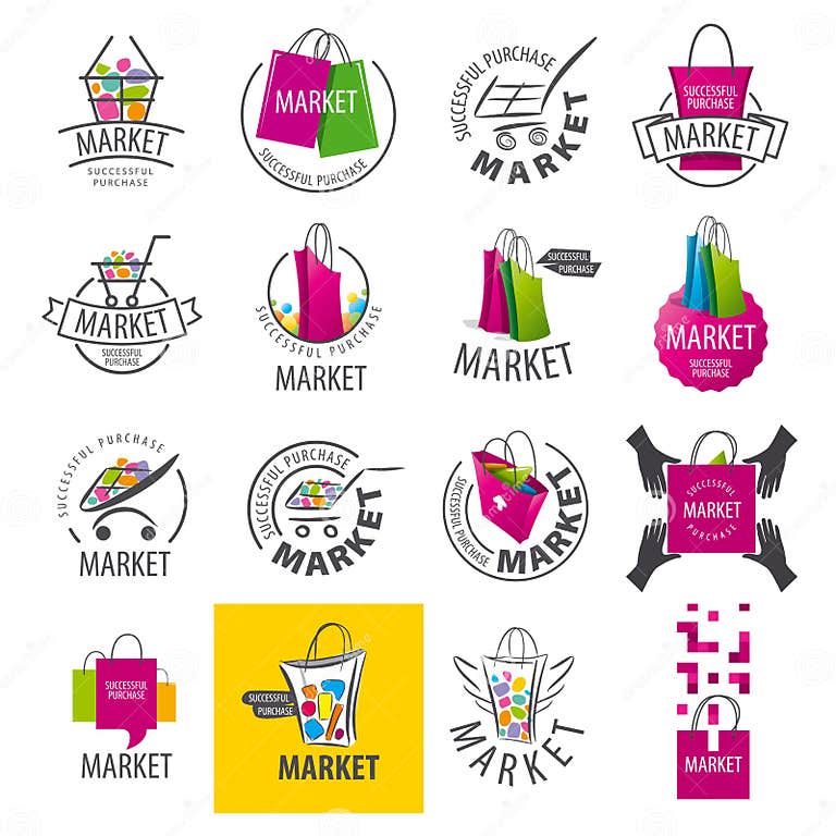 Set of Vector Logos for Market Stock Vector - Illustration of cart ...