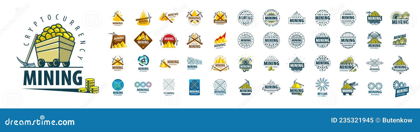 A Set of Vector Logos of Mining Cryptocurrencies on a White Background ... A Set of Vector Logos of Mining Cryptocurrencies on a White Background ...
