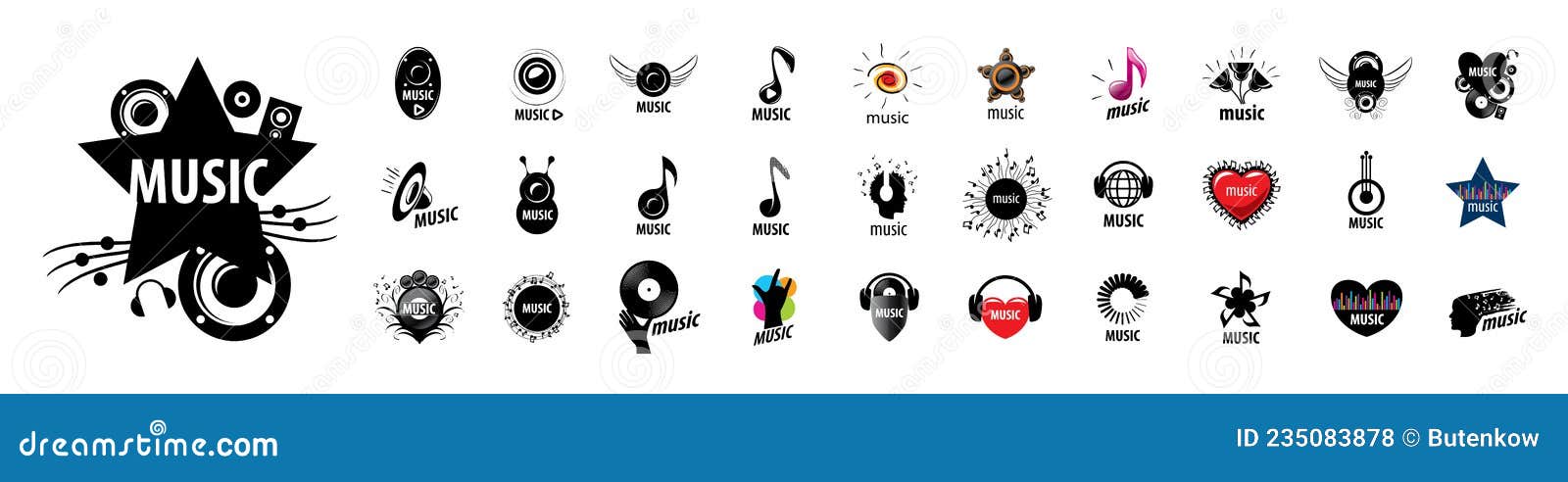 Set Of Logos For A Music Bar. Icon Collection. Cartoon Vector ...