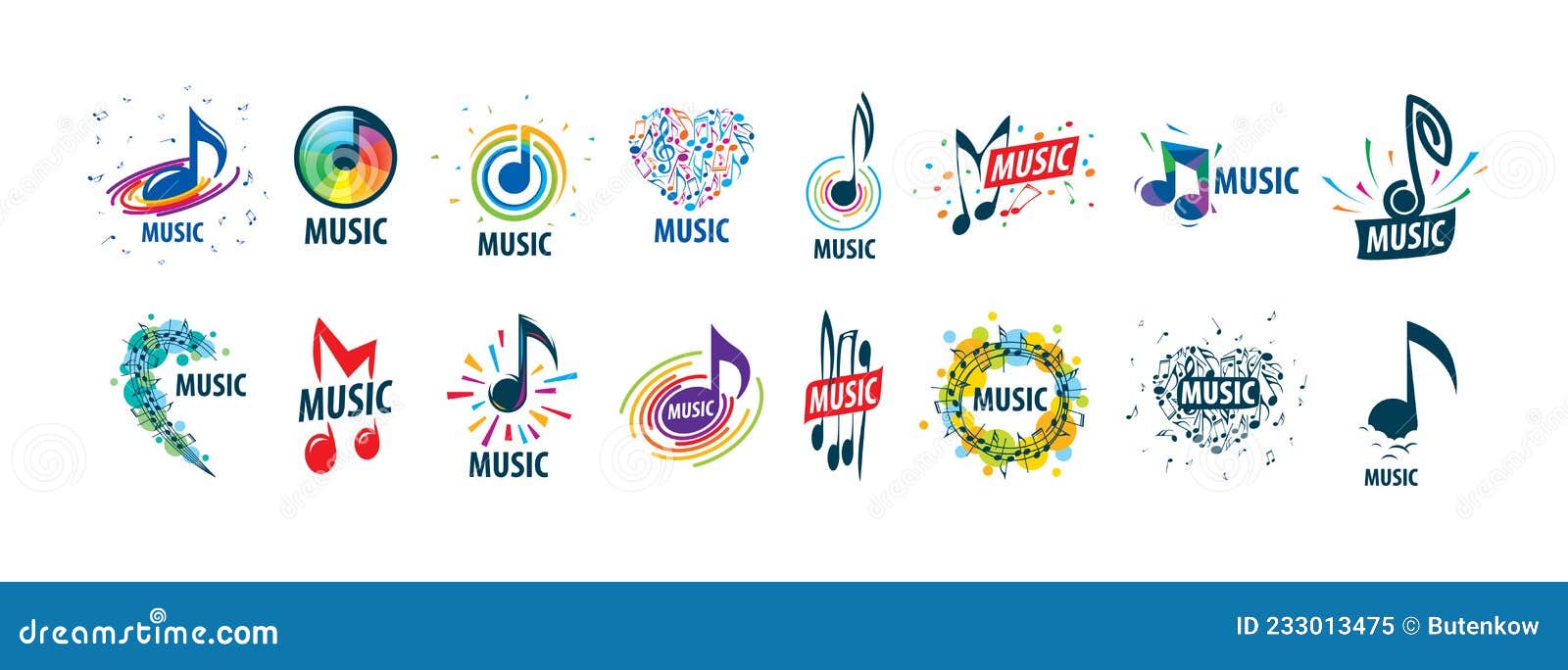 A Set of Vector Logos with Musical Notes Stock Vector - Illustration of ...