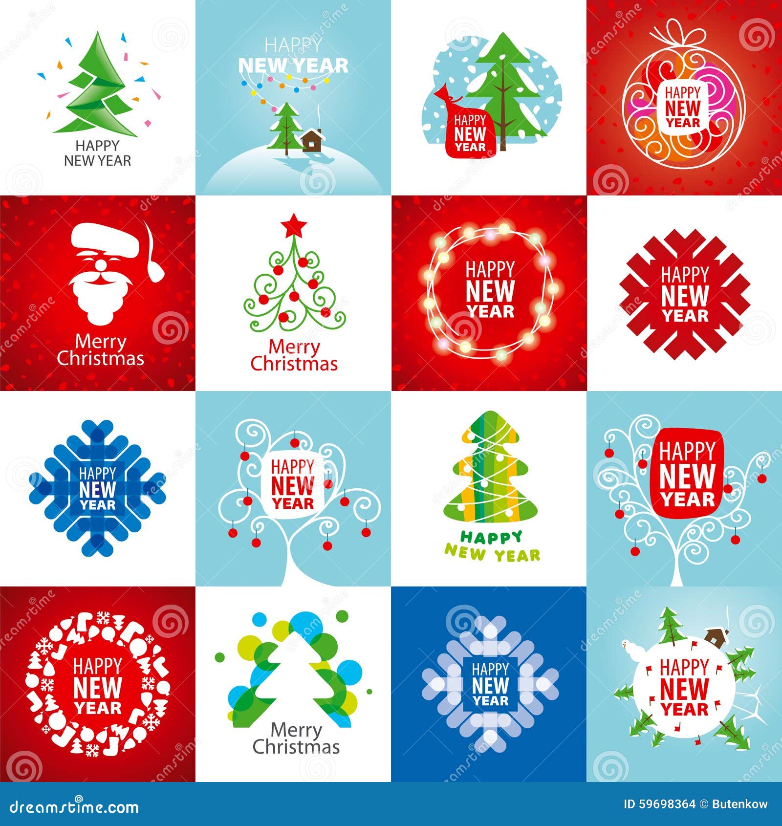 Set of Vector Logos for the New Year Stock Vector - Illustration of ...