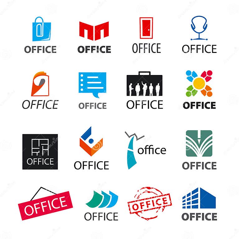 Set of vector logos office stock vector. Illustration of development ...