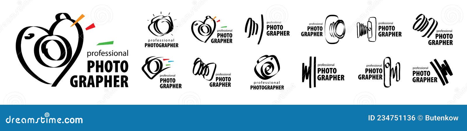 A Set of Vector Logos for the Photographer on a White Background Stock ...