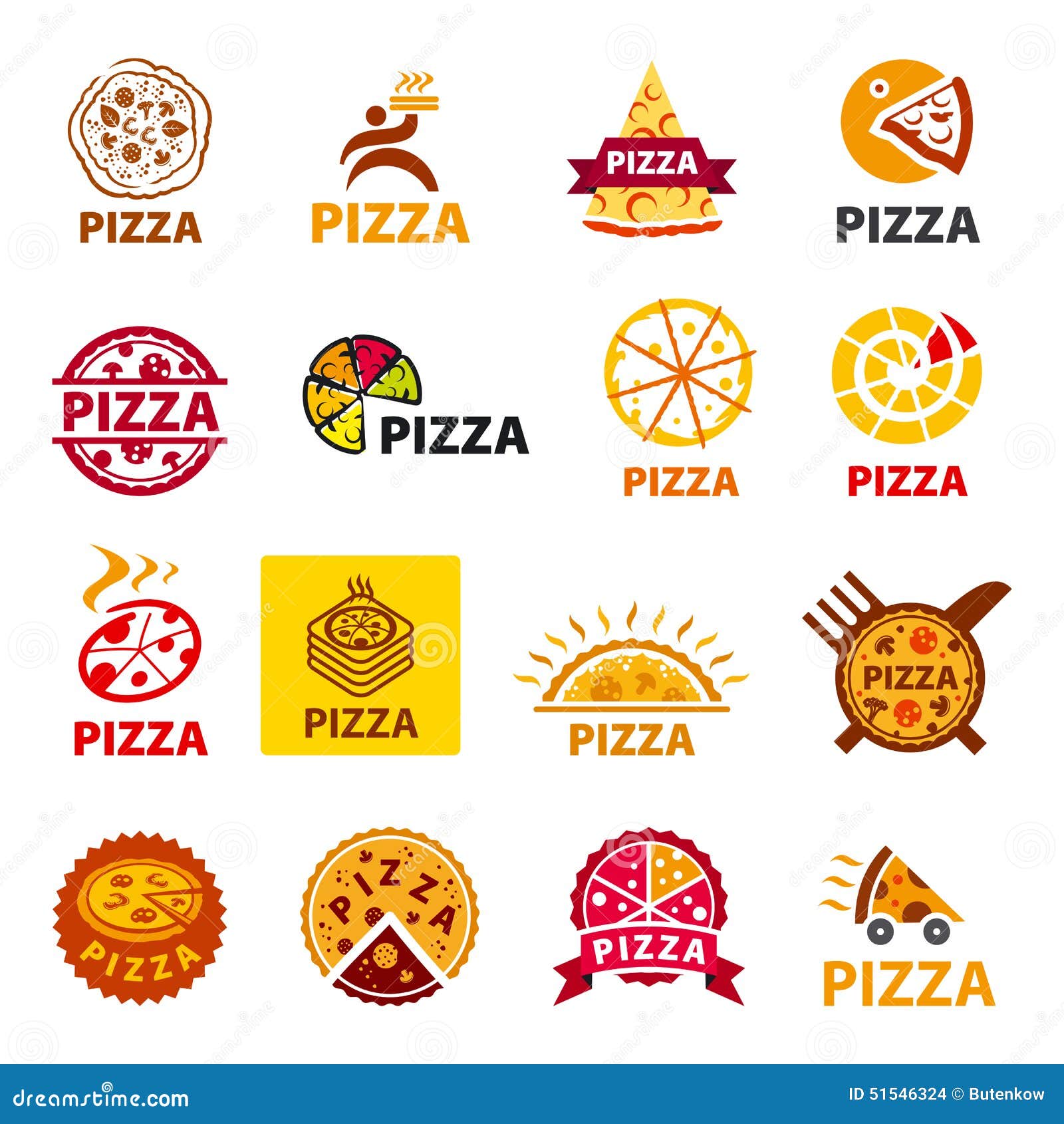 Set of vector logos pizza stock vector. Illustration of pizza - 51546324