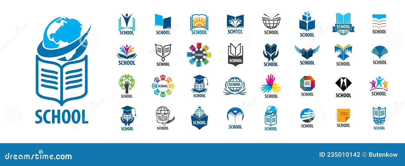 A Set of Vector Logos of Schools on a White Background Stock Vector ...