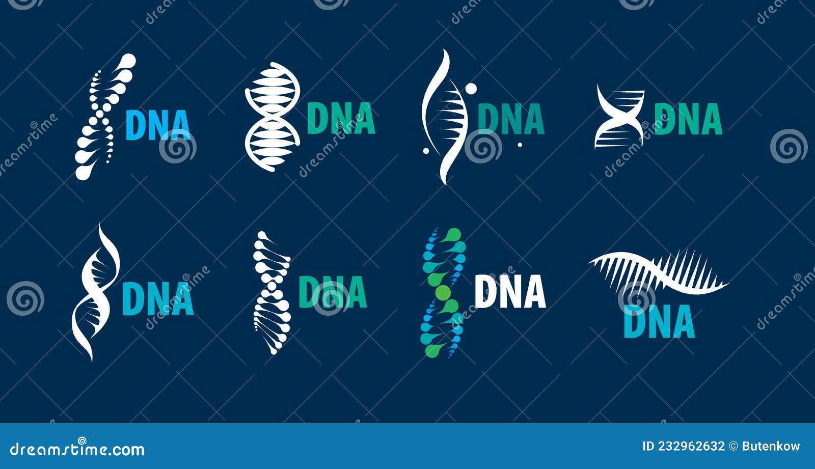 A Set of Vector Logos in the Shape of a DNA Spiral Stock Vector ...