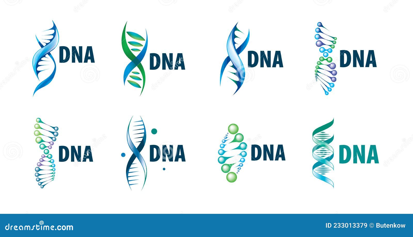A Set of Vector Logos in the Shape of a DNA Spiral Stock Illustration ...