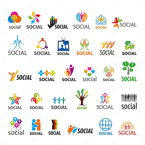 Set of vector logos social stock vector. Illustration of people - 46694992
