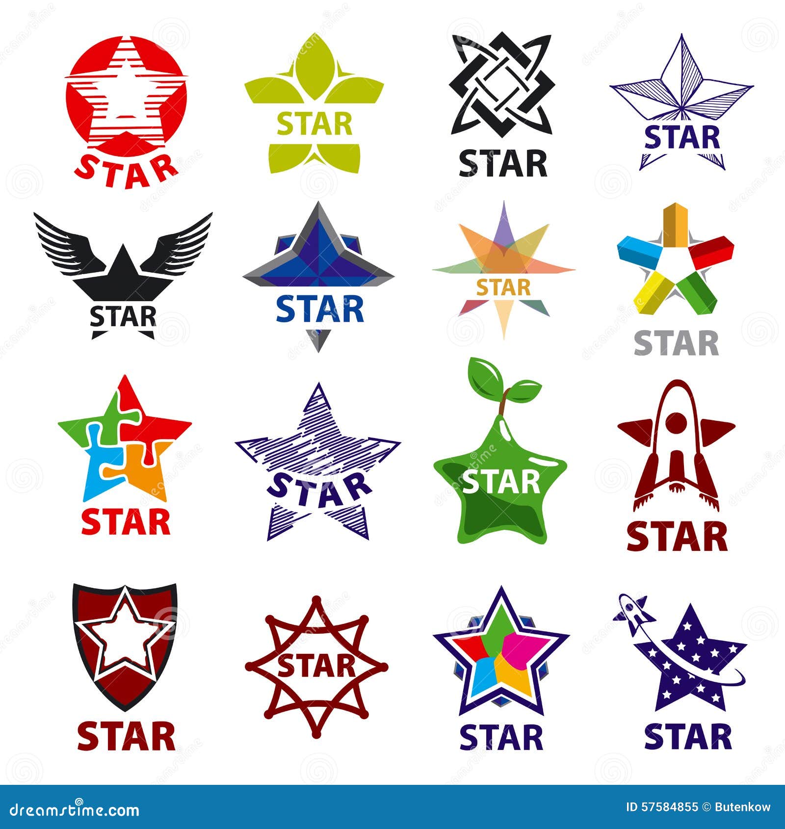 Set of vector logos star stock vector. Illustration of flying - 57584855