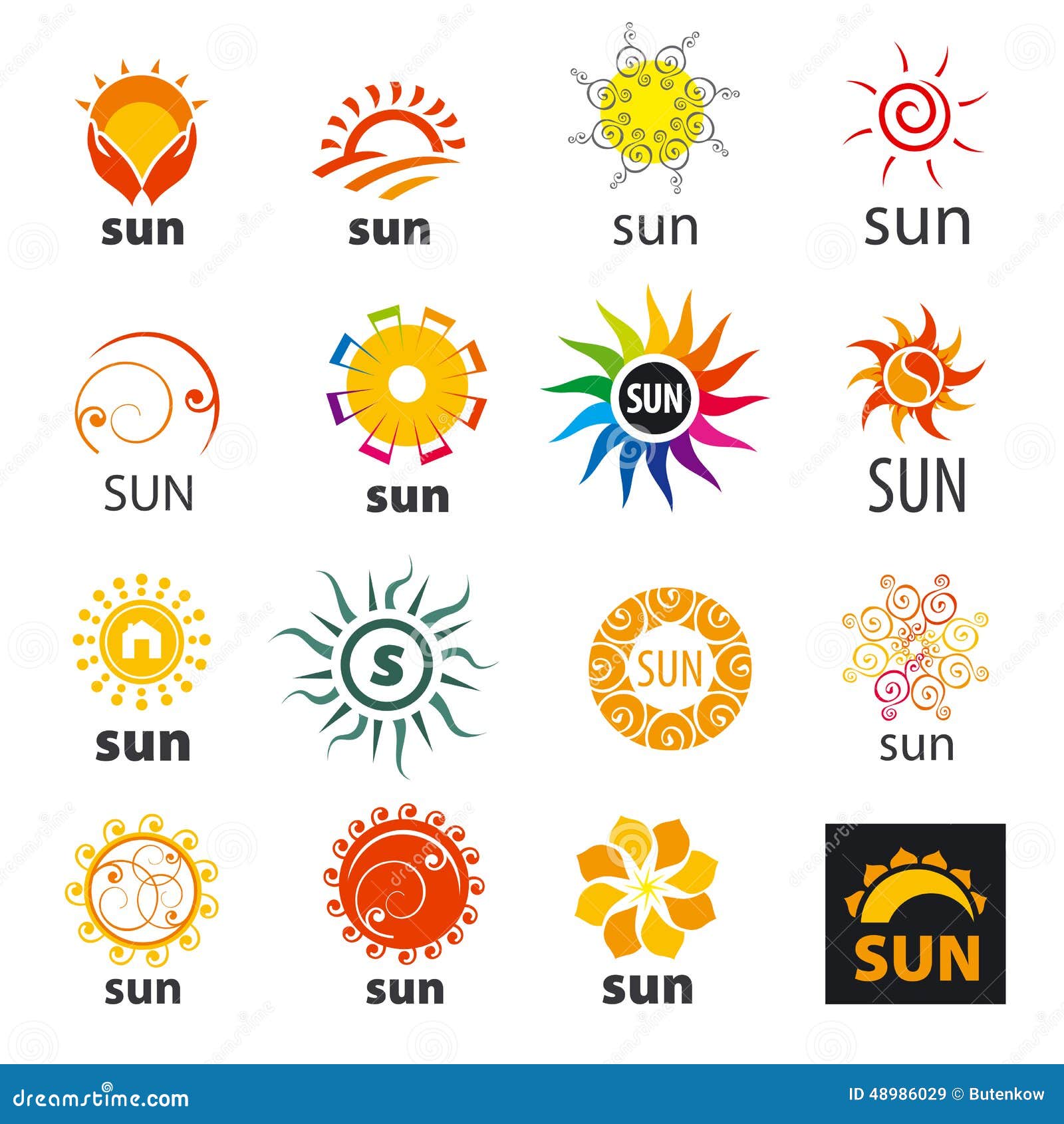 Set of vector logos sun stock vector. Illustration of star - 48986029