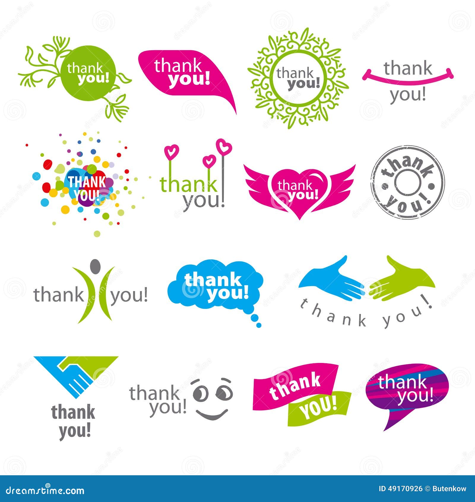 Set of Vector Logos Thank You Stock Vector - Illustration of elegance ...