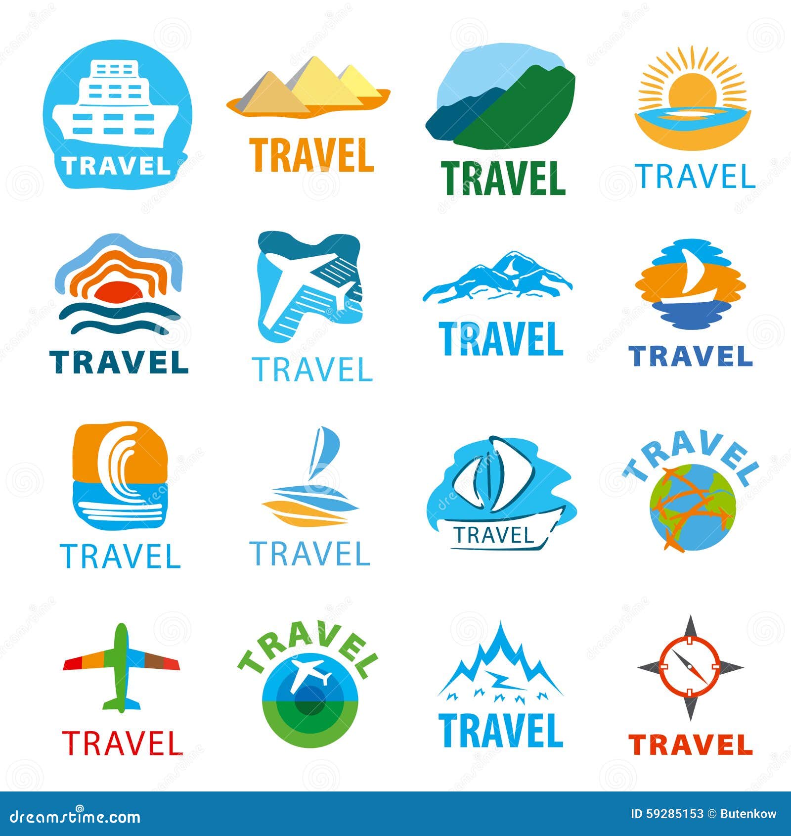 Set of Vector Logos for Travel Stock Vector - Illustration of color ...
