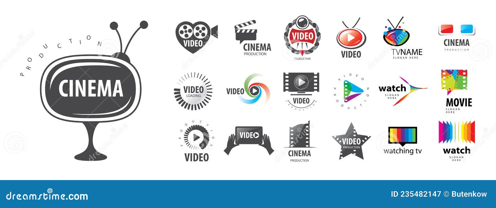 A Set of Vector Logos for Video Production and Display on a White ...
