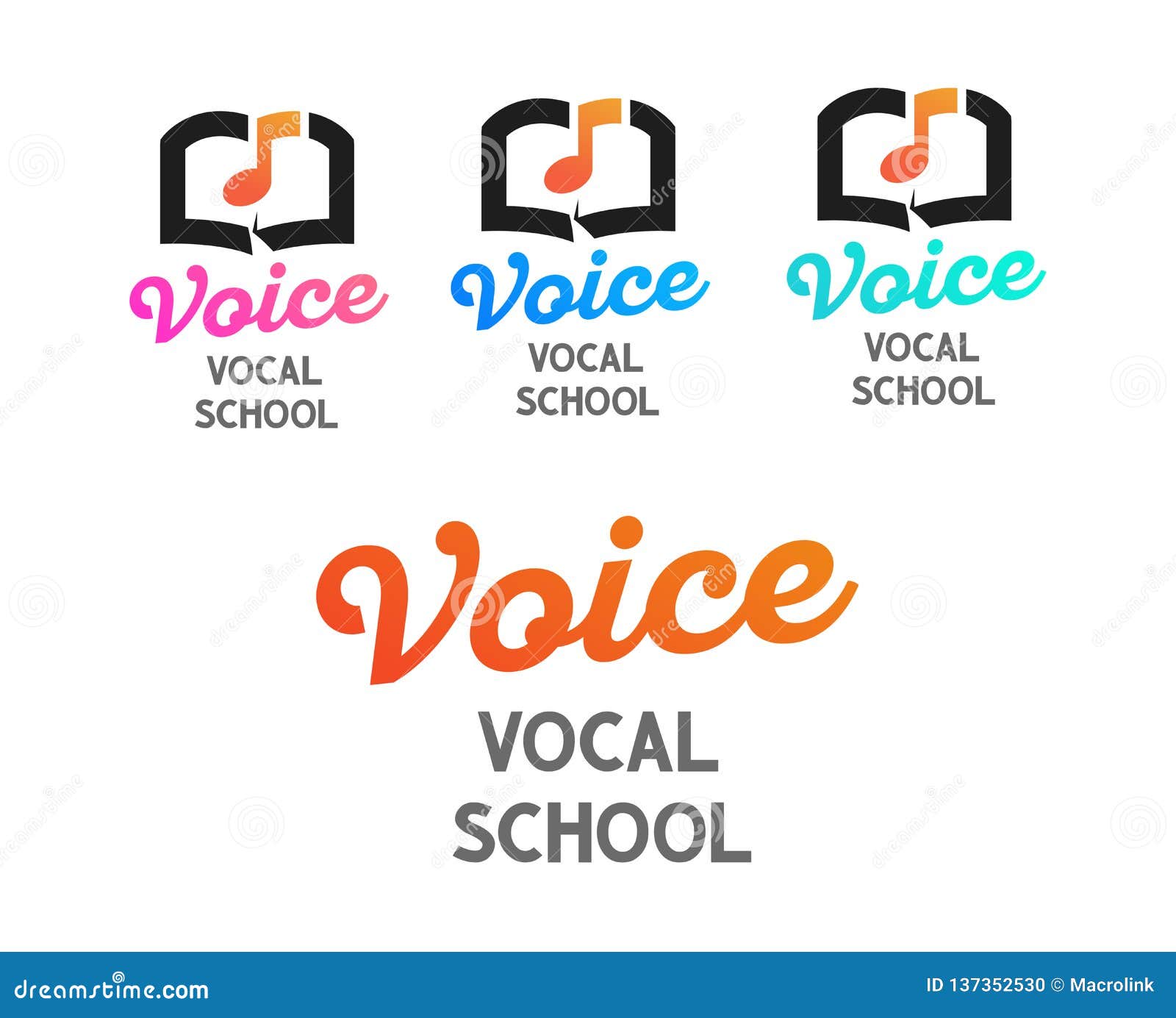 Set of Vector Logos for Vocal School - Creative Design of Emblem on ...