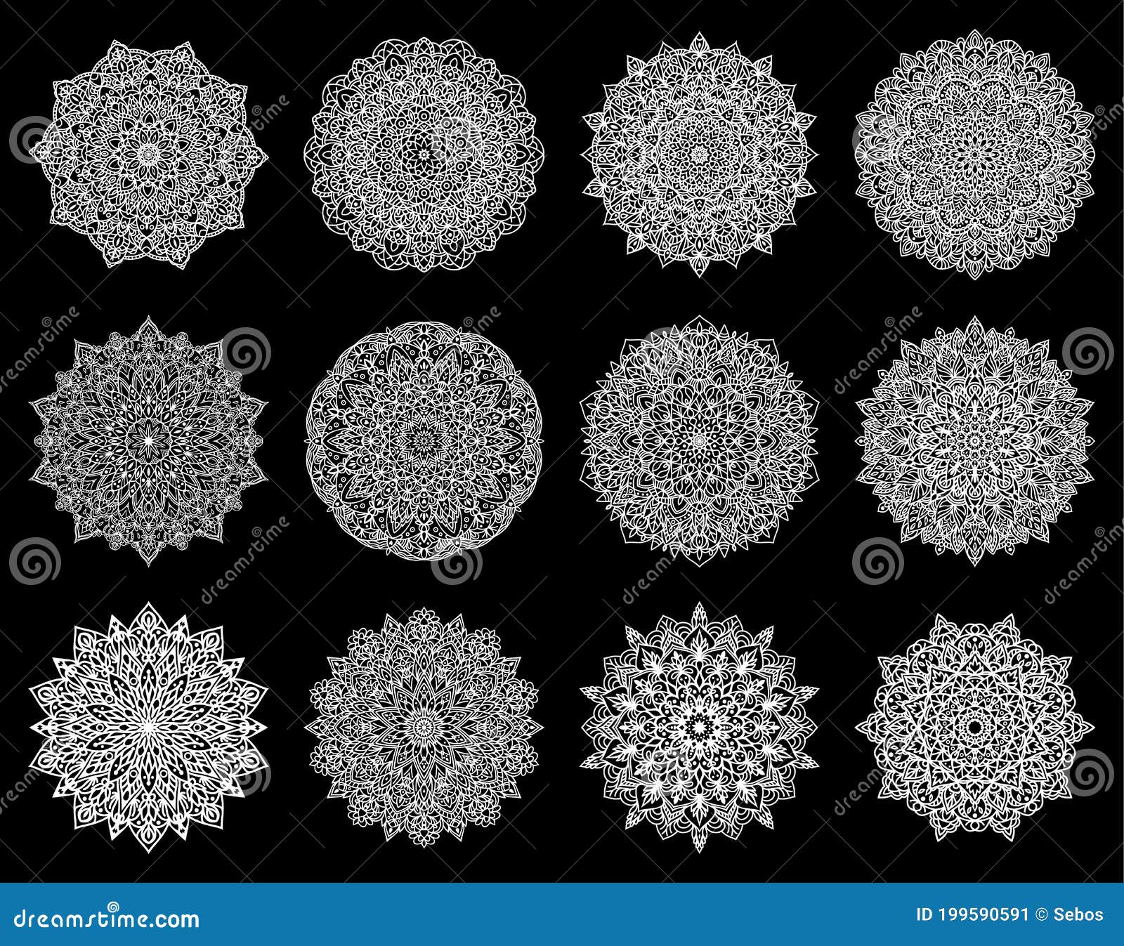 Set of Vector Mandalas. Ethnic Oriental Circle Folk Ornament. Stock ...