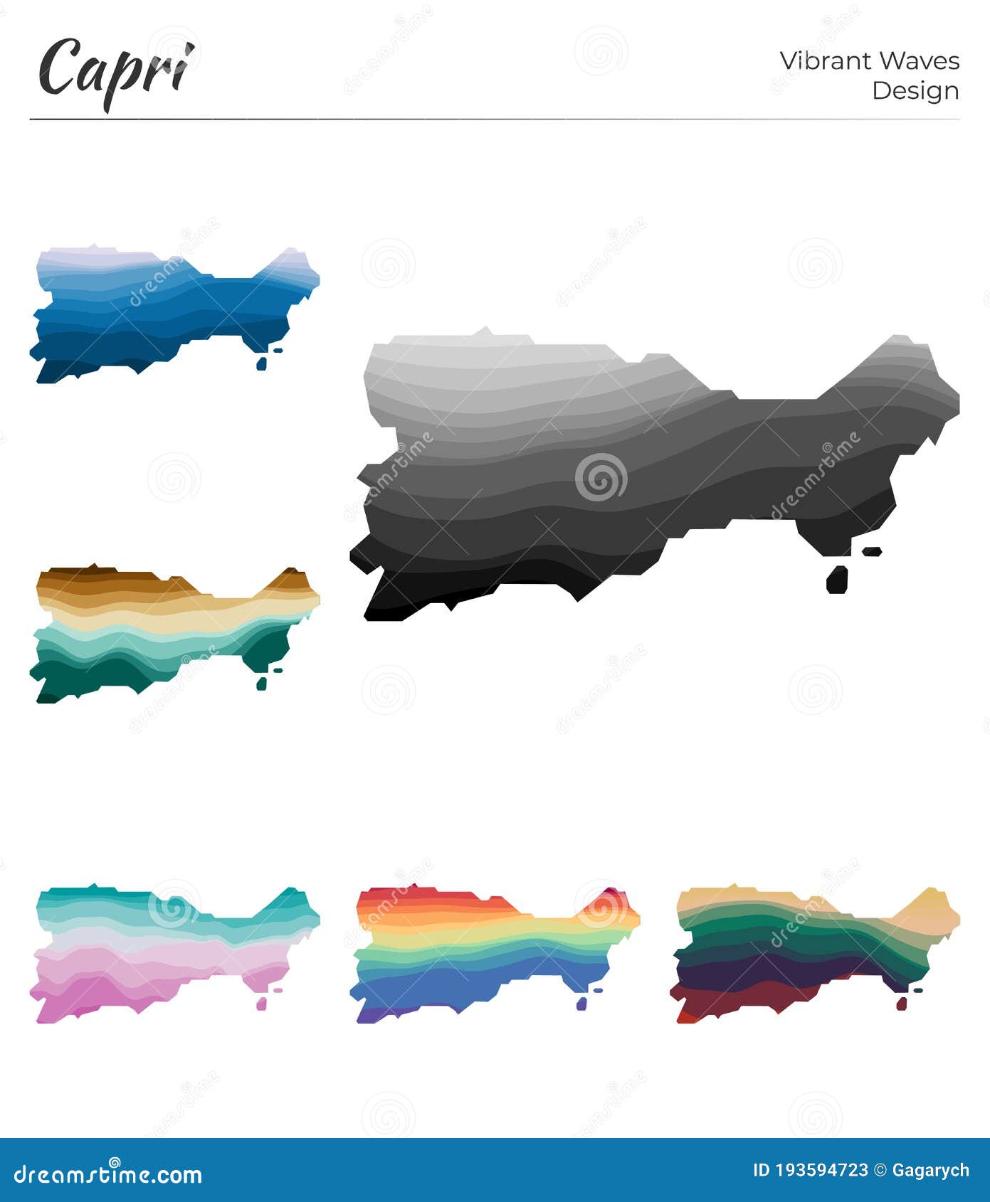 Set of Vector Maps of Capri. Stock Vector - Illustration of liquid ...