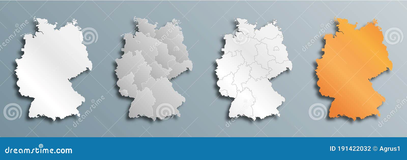 Set of Vector Maps of Germany with Shadow Stock Vector - Illustration ...