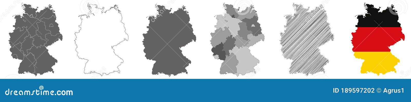 Set of Vector Maps of Germany on White Background Stock Vector ...