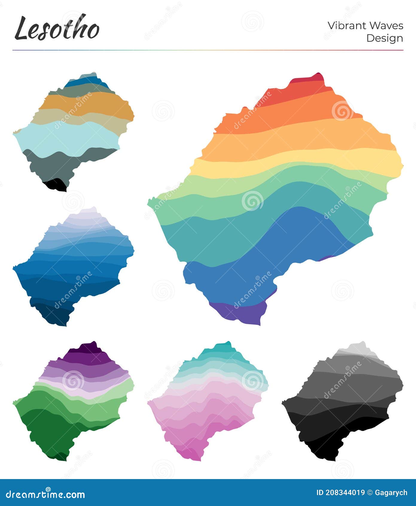 Set of Vector Maps of Lesotho. Stock Vector - Illustration of africa ...