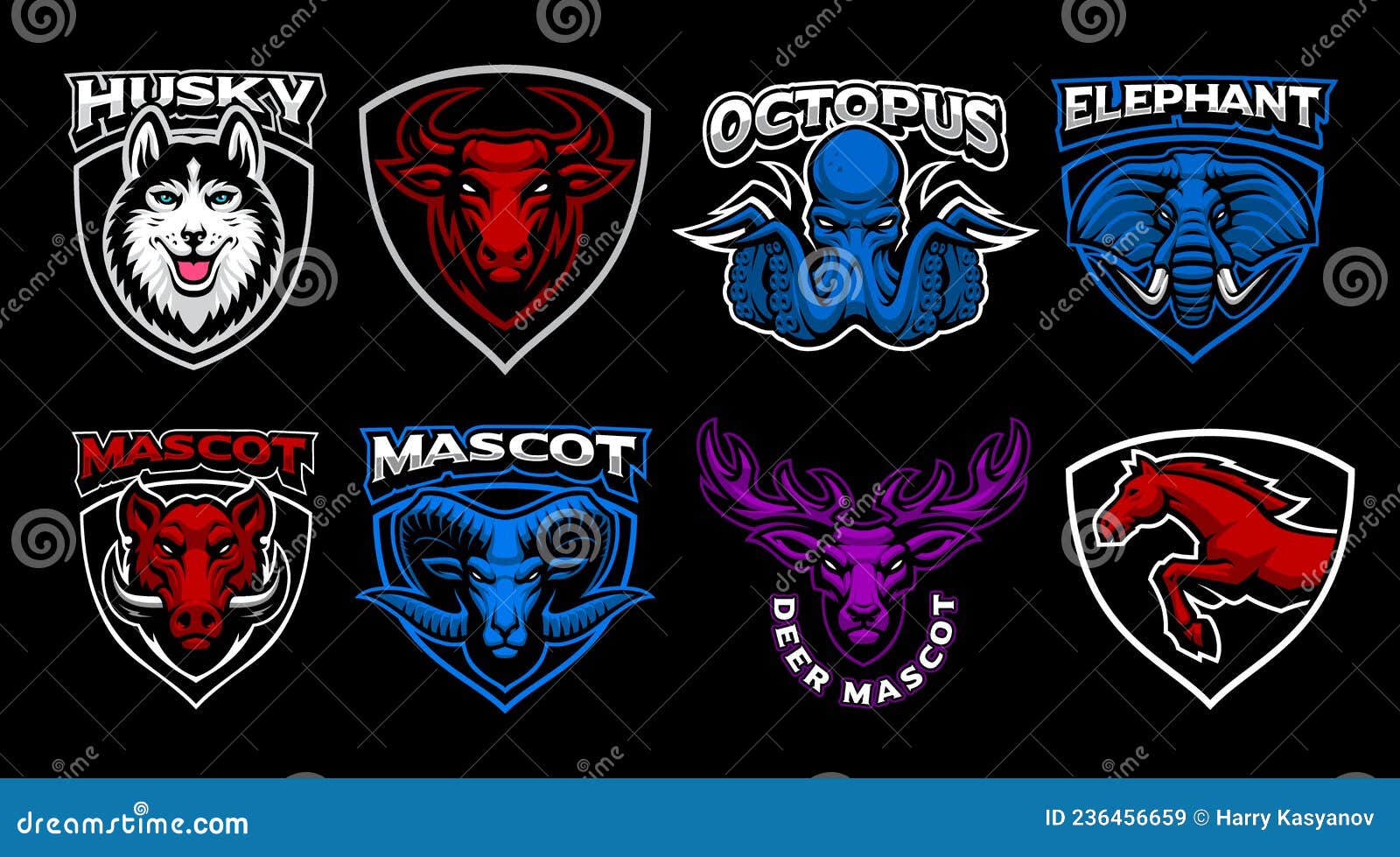A set of vector mascots stock vector. Illustration of deer - 236456659