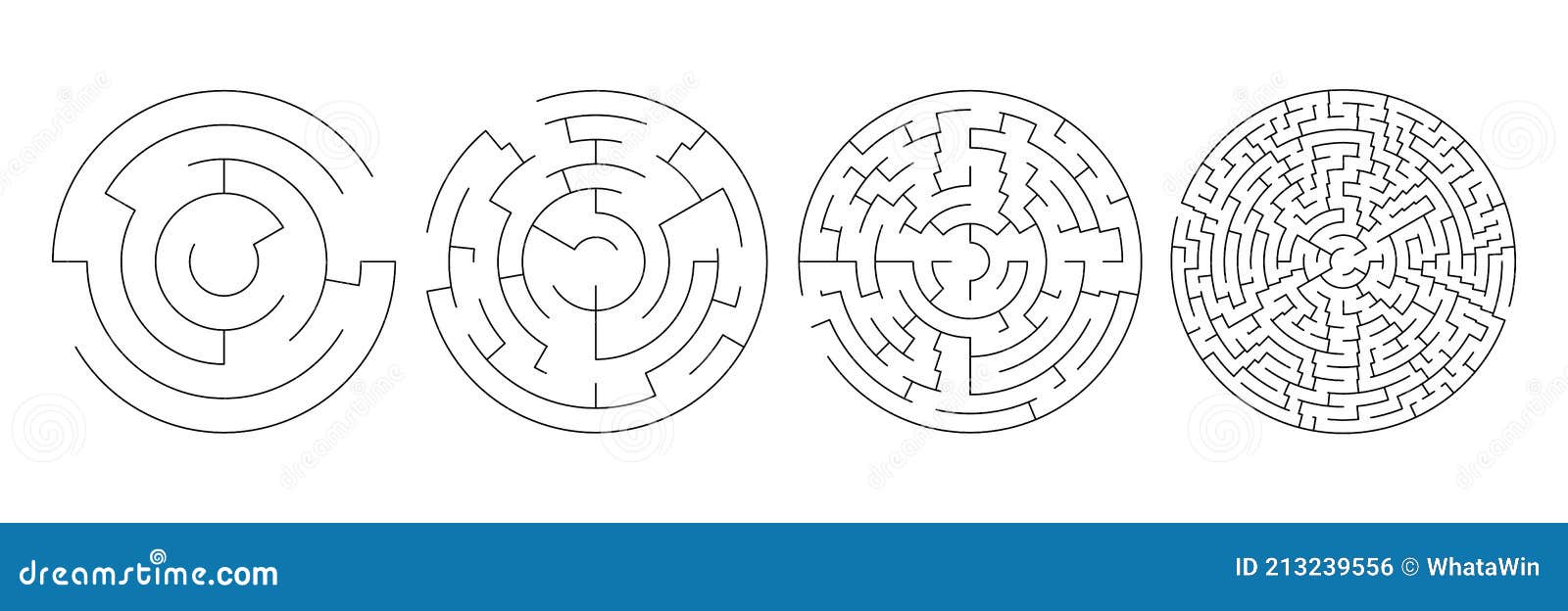 Set of Vector Mazes. Circle Labyrinth Stock Vector - Illustration of ...