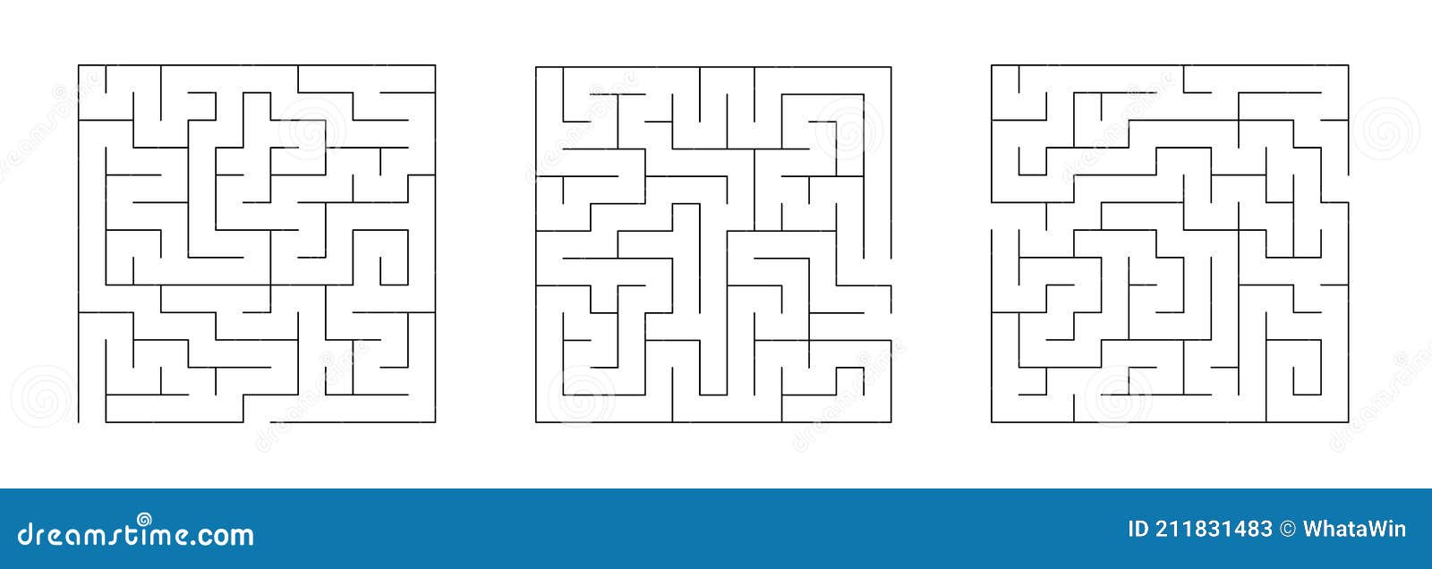 Set of Vector Mazes. Square Labyrinth Illustrations Stock Illustration ...