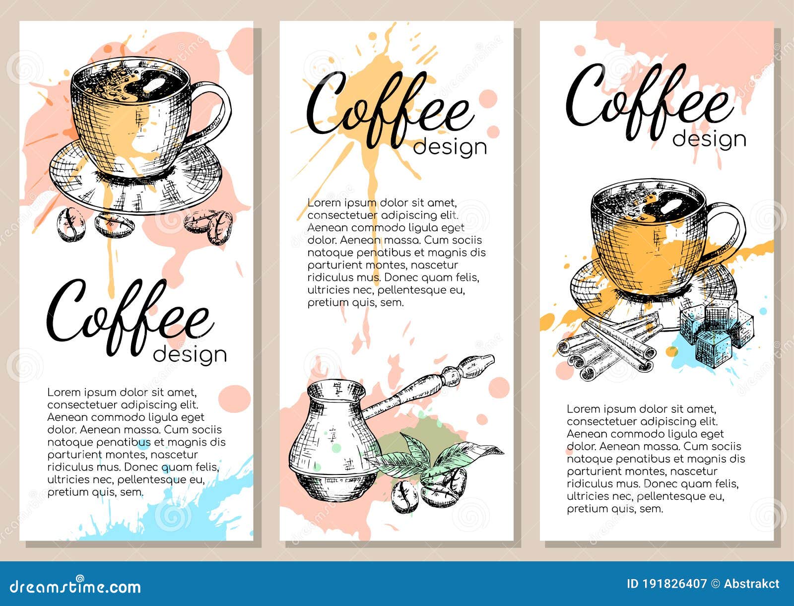 Set Of Vector Menus For Coffee. Coffee Menu, Leaflets, Brochures For ...