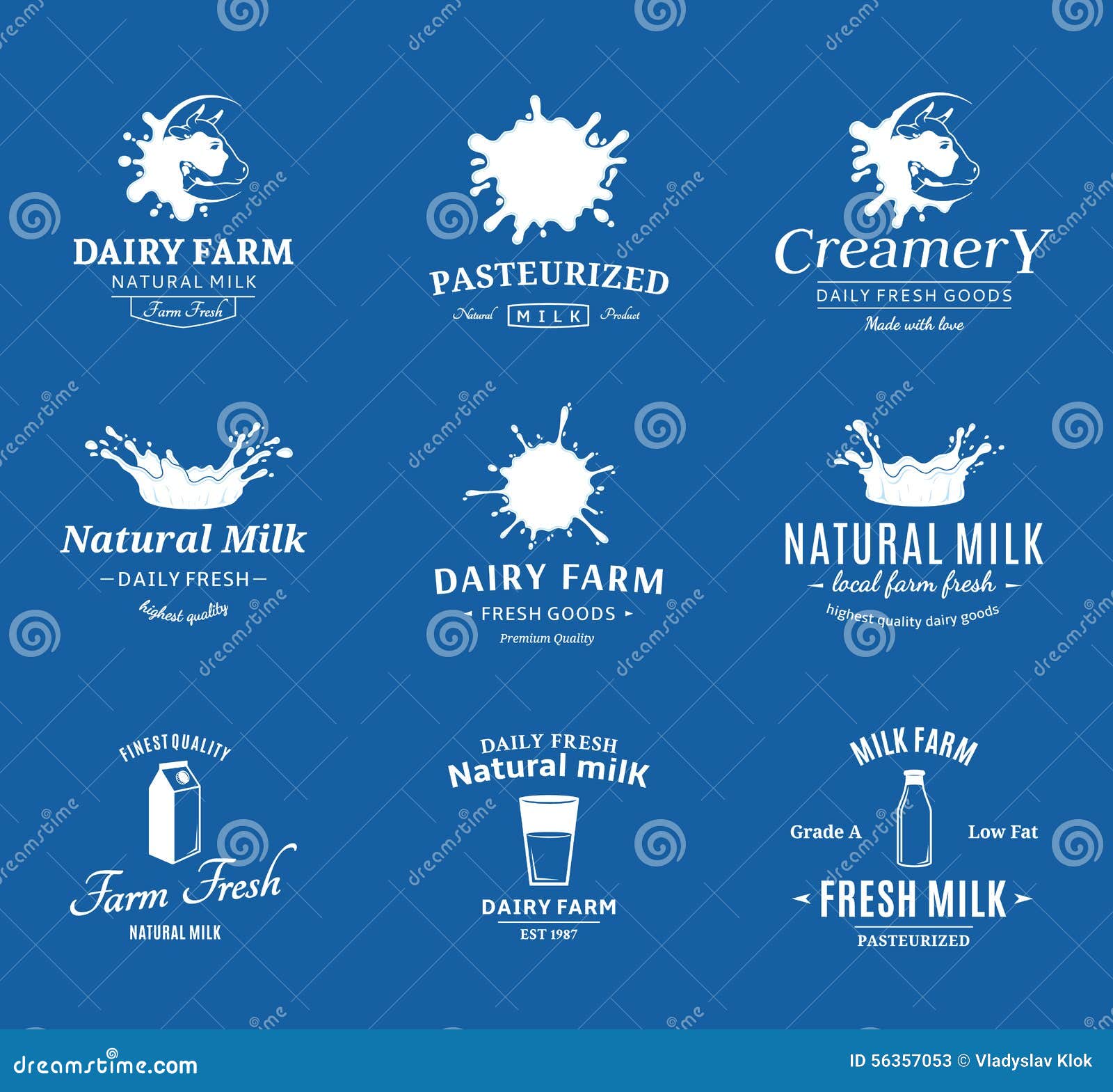 Set of Vector Milk Labels and Design Elements Stock Vector ...