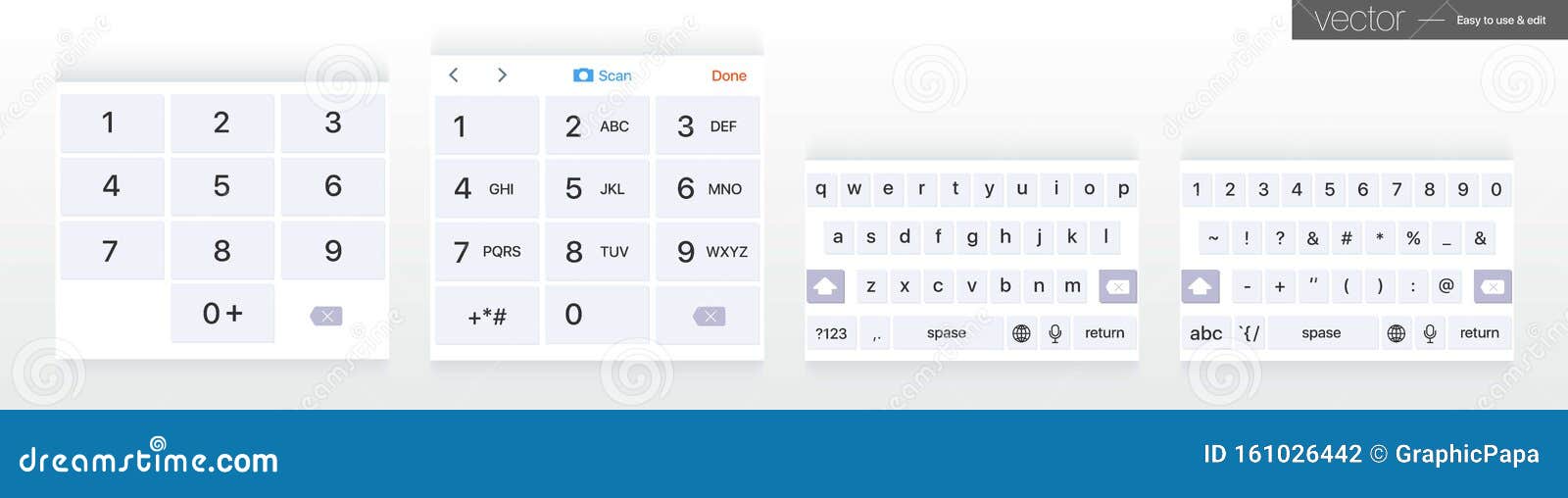 Set of Vector Mobile Keyboards. Stock Vector - Illustration of number ...