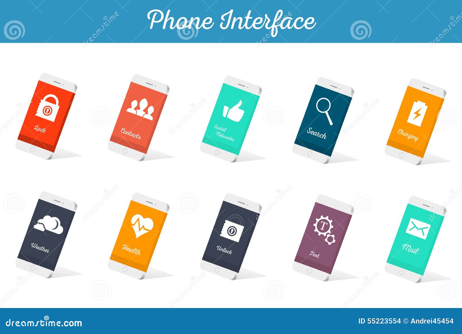 Set of Vector Models Interface Smartphone Stock Illustration ...