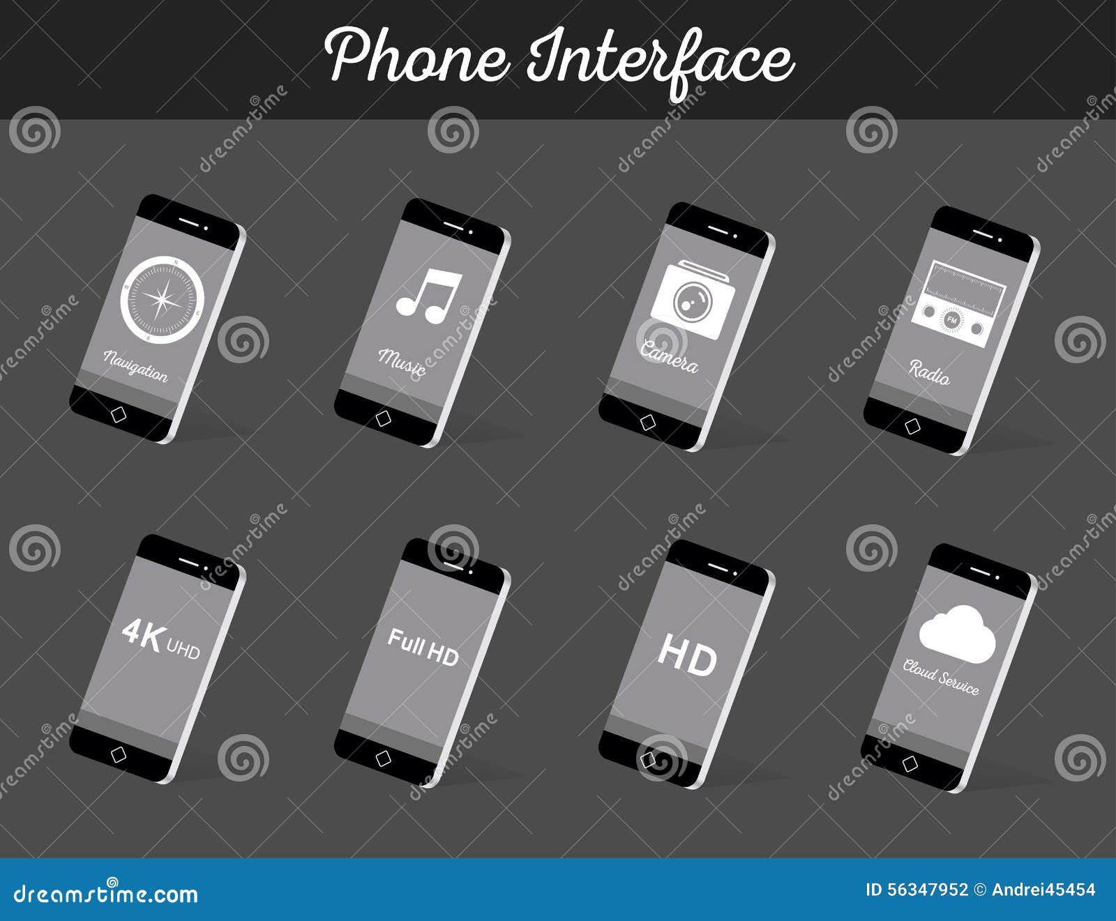 Set of Vector Models Interface Smartphone Stock Illustration ...