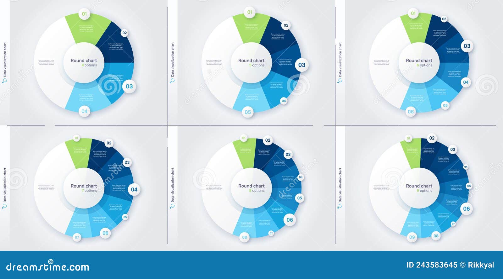 Set Of Vector Modern Circle Chart Infographic Templates 4 9 Options