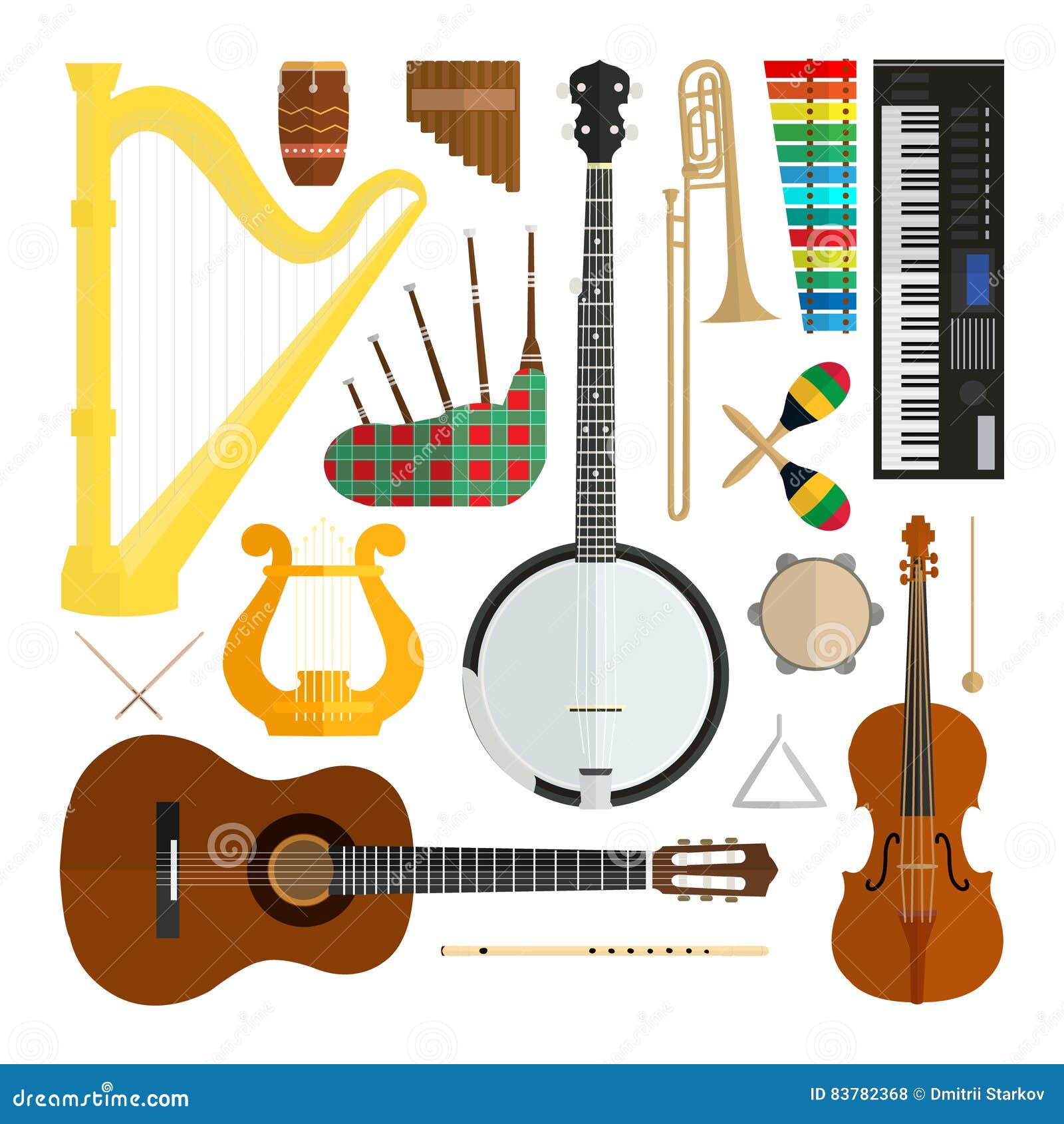 Set of Vector Modern Flat Design Musical Instruments Stock Vector ...