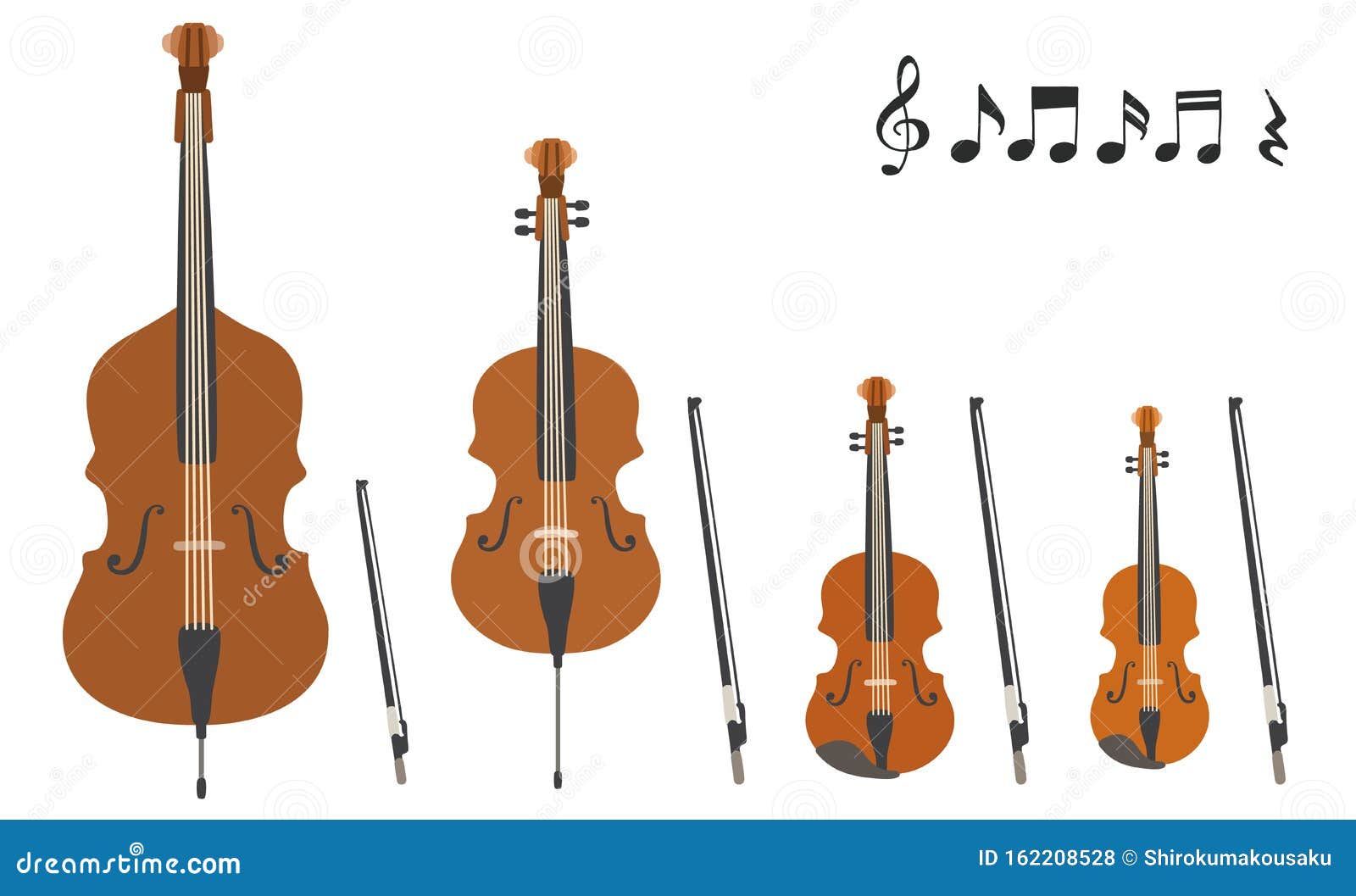 Set of Vector Modern Flat Design Stringed Musical Instruments Stock ...