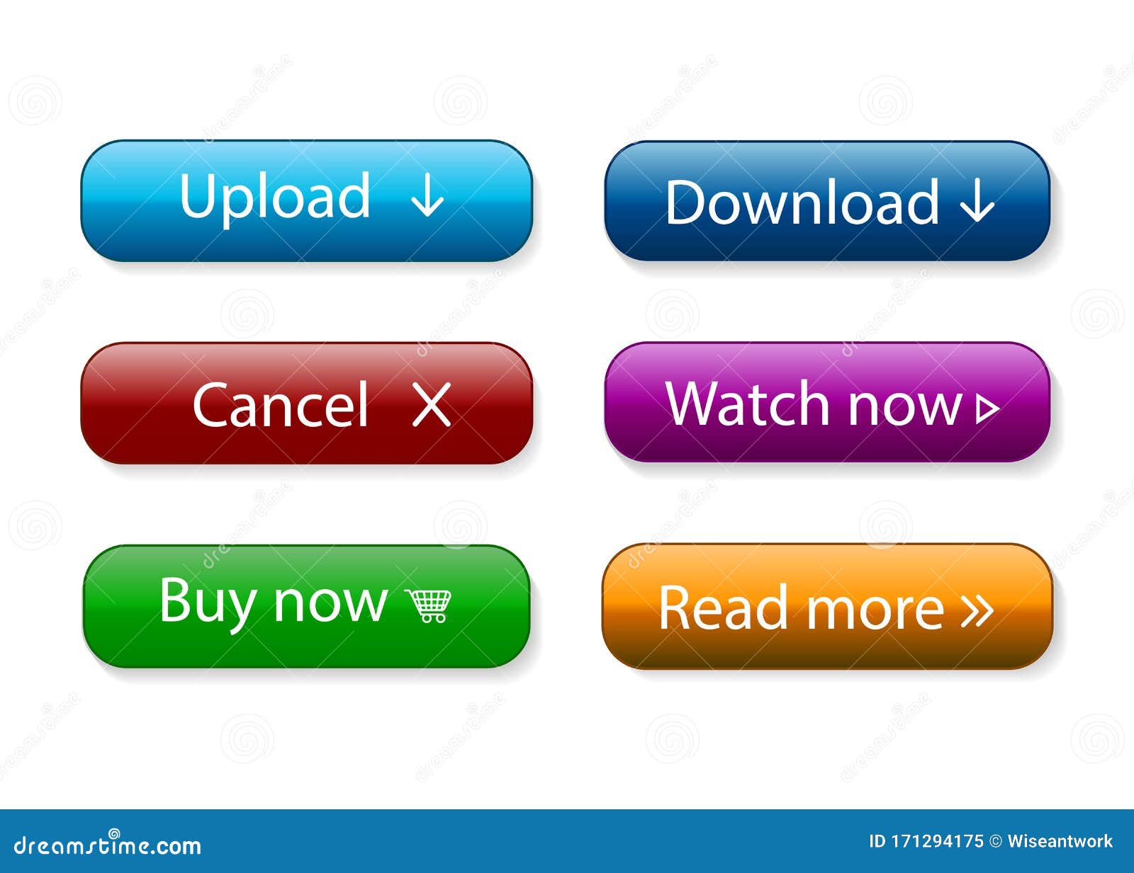 Set of Vector Modern Material Style Buttons with Text. Different ...