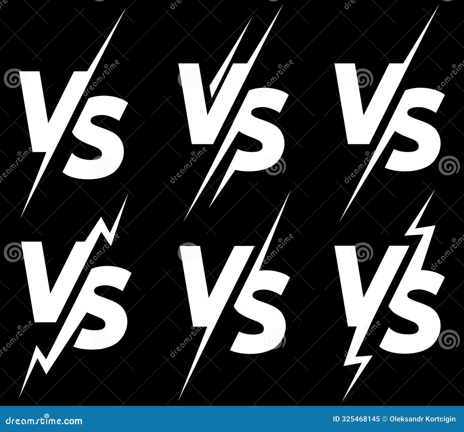Set of Vector Monochrome Templates for VS Logo on a Black Background ...