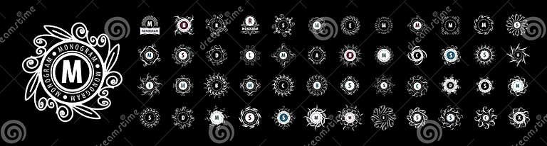 A Set of Vector Monogram Logos on a Black Background Stock Vector ...