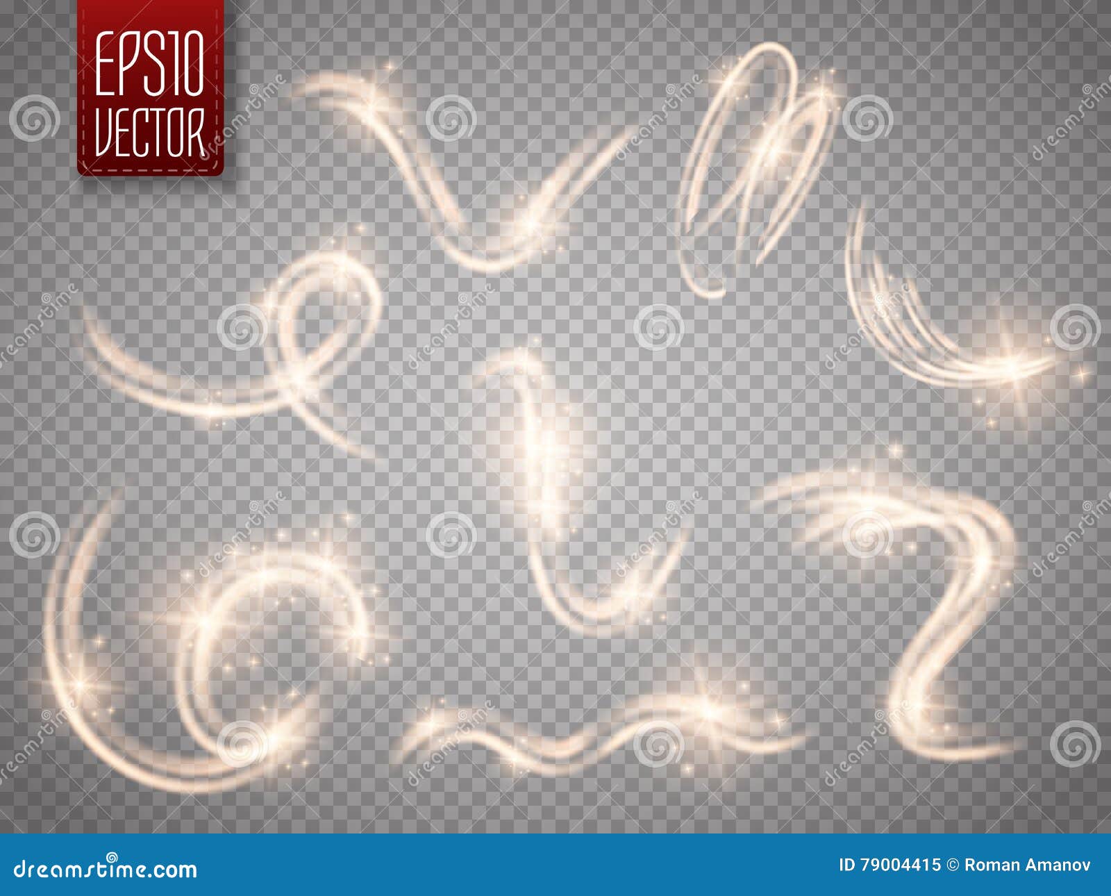 Set Of Vector Motion Glow Light Effects Isolated On Transparent ...