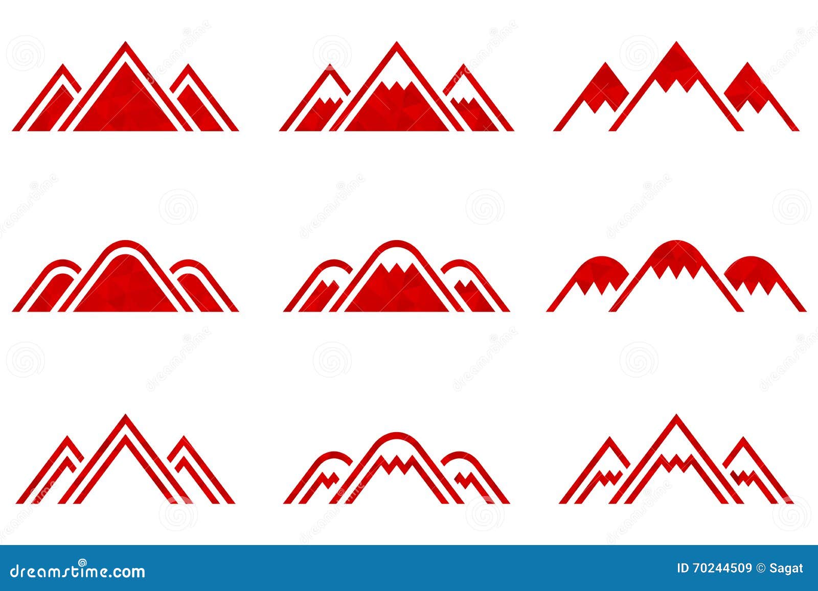 Set of Vector Mountains Signs. Stock Vector - Illustration of dawn ...