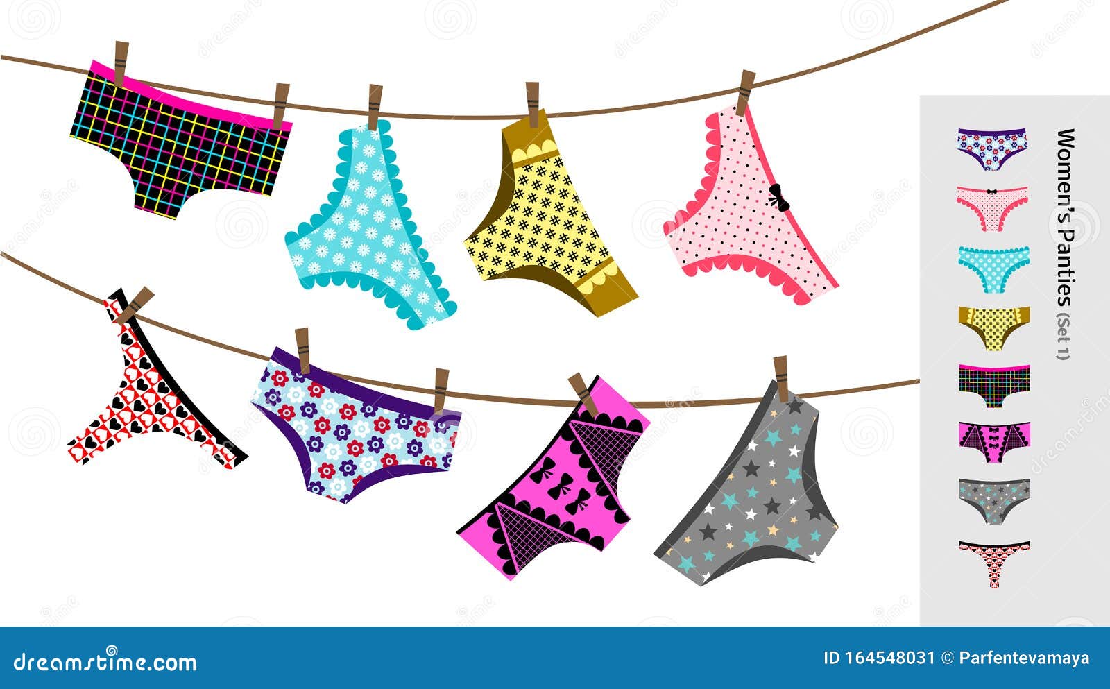 Set Of Vector Multi Colored Women’s Panties Collection Of Different